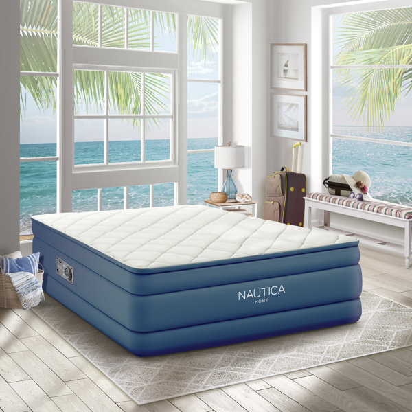 Nautica Cloud Supreme 20” Queen Inflatable Air Mattress, Built-in Pump, Puncture Resistant Vinyl ...